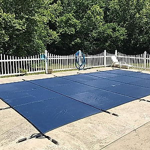 WaterWarden SCMB1224 Safety Cover for 12' x 24' Inground Pools, 15-Year Warranty, UL Classified to ASTM F1346, Triple Stitched for MAX Strength, Hardware Included, 12'x24', Blue Mesh