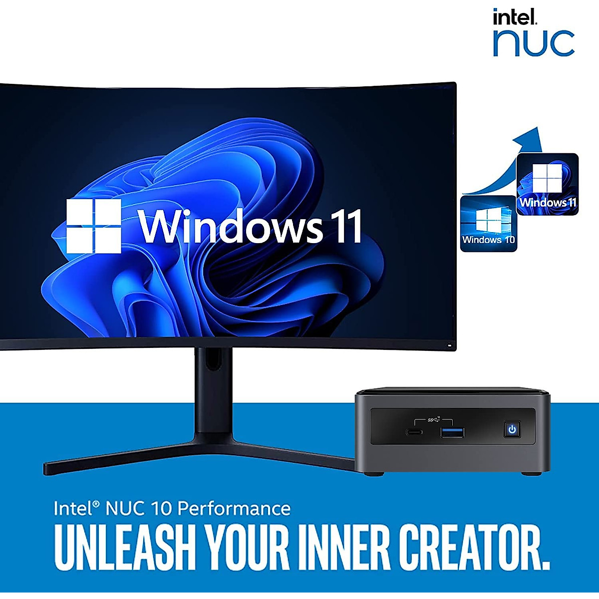 Intel NUC 10 Mini Performance Kit, 16GB RAM, 512GB PCIe SSD, Core i7-10710U, UHD Graphics, Windows 11 Pro, 3-YR Warranty, IST Cable, RJ45, Wi-Fi 6, BXNUC10i7FNHN