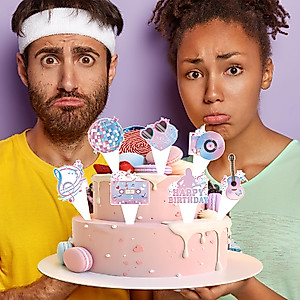 24 Pcs Popular Happy Birthday Era's Party Decorations Cupcake Toppers, Super Star Birthday Party Cake Decorations for Fans Celebration Party, Guitar Themed Party Supplies for Girls Night