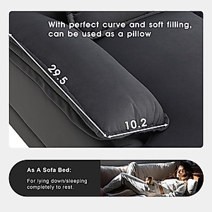 GNIXUU 109.8“ Sectional Sofa Cloud Couch for Living Room, Modern Velvet Large Overstuffed U Shaped Couch, Comfy Modular Sofa Sleeper with Double Chaise & Cushions(Gray)