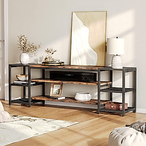 LITTLE TREE 78 Inch TV Stand for Living Room, Entertainment Center for TVs up to 85 Inches, Media Console for Bedroom, Farmhouse Television Stands with Storage, Modern Wood TV Console