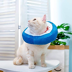EXPAWLORER Cat Surgery Recovery Collar - Adjustable Donut Cat Cone Collar Soft, Pet E Collar for Wound Healing Protective Elizabethan Collars for Pets Kitten and Small Dogs, Cute Shark Design