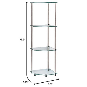 Convenience Concepts Designs2Go Classic Glass 4 Tier Corner Shelf