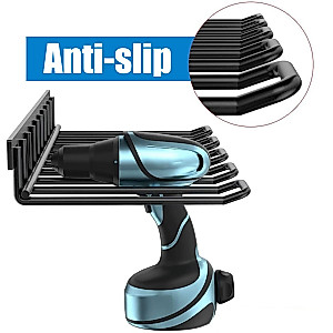 Homtgoe Drill Storage Rack Wall Mounted Power Tool Organizer Heavy Duty Steel Floating Tool Shelf Space Saving Electric Drill Storage Rack Anti-Slid Storage Rack for Garage Home Workshop Shed