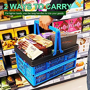 3 Packs 20Liter Collapsible Storage Crates With Handle Collapsible Plastic Shopping Basket,Stackable Multi-function Shelf Baskets Container, Hold up to 20 Lbs