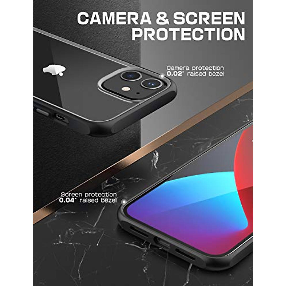 SupCase Unicorn Beetle Style Series Case Designed for iPhone 12 (2020) / iPhone 12 Pro (2020) 6.1 Inch, Premium Hybrid Protective Clear Case (Black)