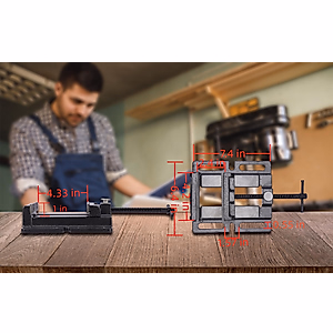 Drill Press Vise,4" Heavy Duty Bench Vise, Bench Clamp Vise，Drill Press Vice with Multi-Groove Vice Jaw Pads and Quick Adjustment Button