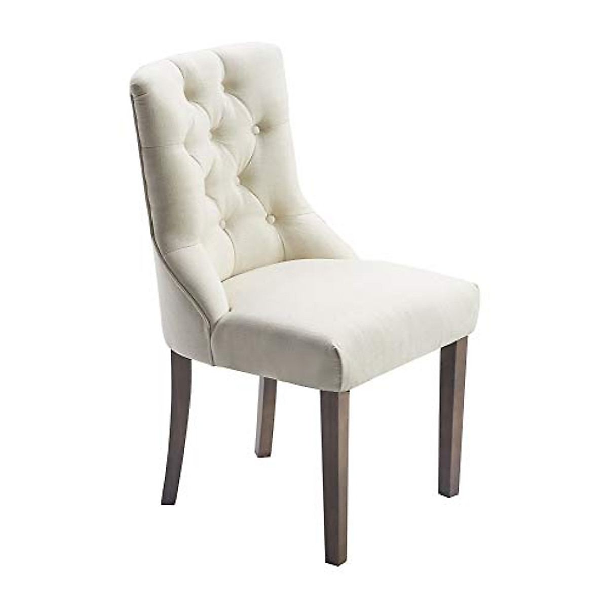 Finch Elmhurst Modern Button-Tufted Dining Chair, Elegant High Back Upholstered Fabric Accent, Set of Two, Cream