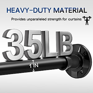 Closet Rod, 1 Inch Diameter Heavy Duty Adjustable Closet Rods for Hanging Clothes 30 to 88 Inch Industrial Closet Hanging Rod Matte Black Closet Poles for Wardrobes