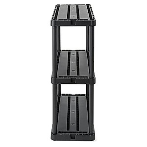 Gracious Living 3 Shelf Knect-A-Shelf Solid Light Duty Storage Unit 24 x 12 x 33 Organizer System for Home, Garage, Basement, and Laundry, Black