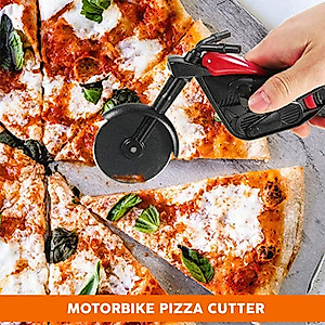 Pizza Storage Container with Pizza Cutter, 5 Microwavable Serving Trays with Pizza Container, Silicone Pizza Storage Container, Pizza Pack, Pizza Storage Container Collapsible, Pizza Keeper, Red