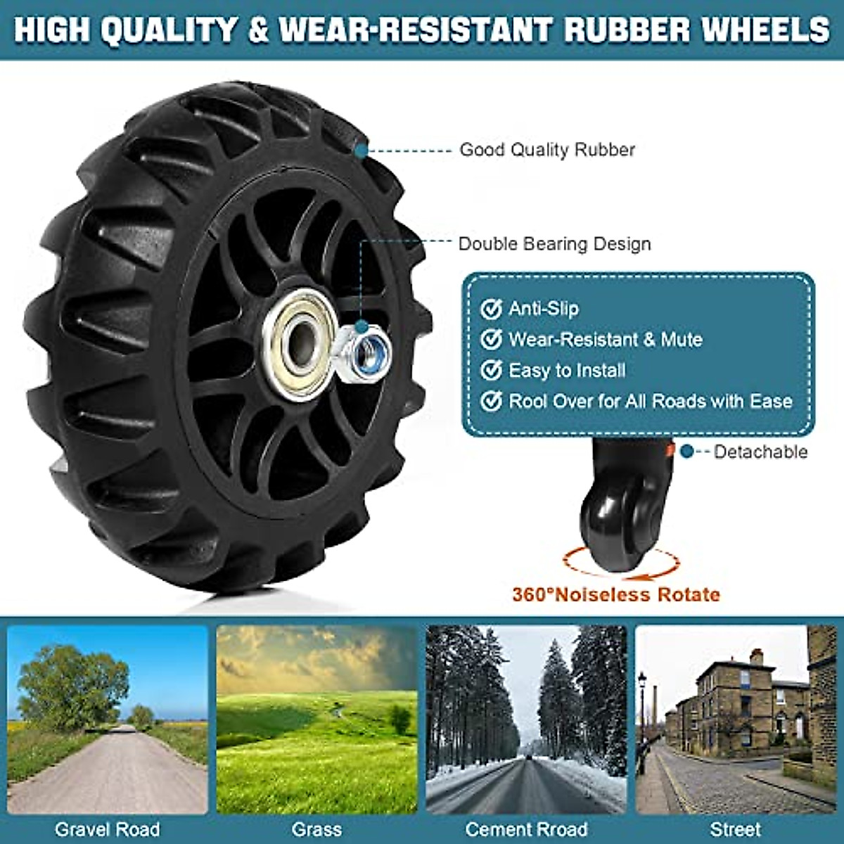 SELORSS 2-in-1 Foldable Hand Truck Utility Cart, Portable Grocery Shopping Cart with Wheels and Removable Waterproof Bag, Collapsible Lightweight Large Capacity for Supermarket, Laundry, Camping