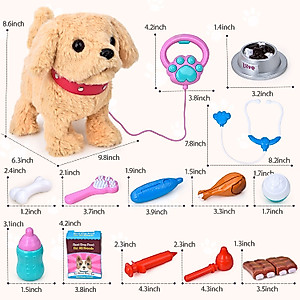 JoyGrow Electronic Plush Toy Talking Golden Retriever Pet for Girls Kids Interactive Toys Repeats What You Say,Singing,Walking,Barking,Shaking Tail,Pretend Doctor Kit