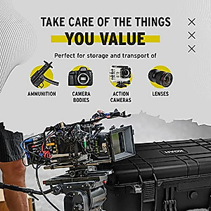 Koah Weatherproof Wheeled Plastic Hard Case with Customizable Foam, Retractable Handle, and Trolley Wheels (22.0" x 14.0" x 9") for Cameras, Drones, and Gear