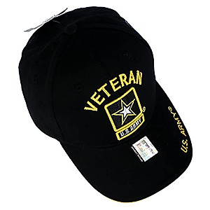 JM WARRIORS US Army Veteran Hat Army Military Official Licensed Adjustable Baseball Cap (Black), One Size