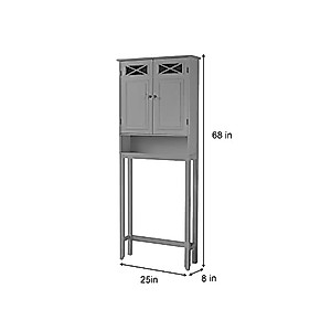 Elegant Home Fashions Over the Toilet with 2 Doors and Adjustable Shelves Grey