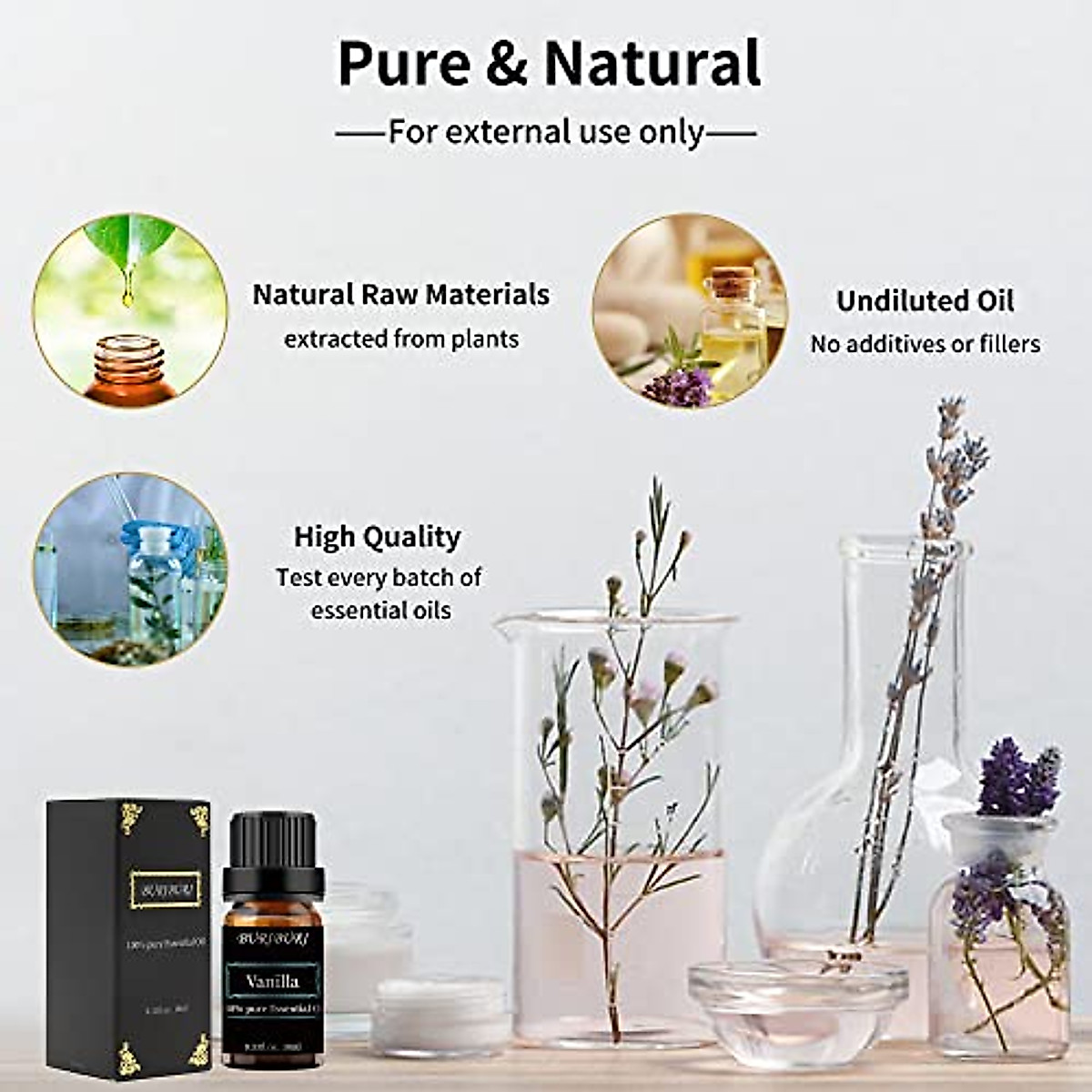 2pcs Vanilla Essential Oils for Massage, Diffuser, Humidifier - 100% Pure Fragrance Oil 10ML