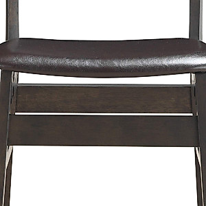 COSTWAY Dining Chairs, PU Leather Upholstered with Foot Pads, Ergonomic Armless Leisure Chair, Rubber Wood Frame Wear-Resistant Cover for Home Office (Set of 2, Brown)