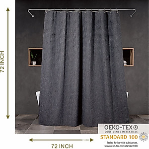 Grey Shower Curtain & Black Paw Hooks - 72x72 Waterproof Washable Linen Style Fabric Shower Curtain - 12 PCS Rust Proof Metal Shower Curtain Rings (2 Item Bundle)
