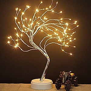 Lake Industries 20" LED Firefly Tree Lights | Bonsai - Bedroom, Desk Top, Table Lamp Decoration | USB/Battery Operated | Touch Switch | DIY Adjustable Branches | Home Party Holiday | Warm Lighting