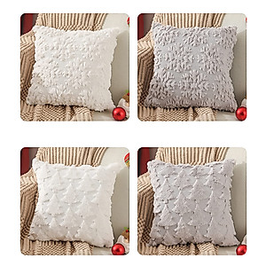 Scceatti Christmas Throw Pillow Covers with Zipper 18x18 Inch Square Farmhouse Pillow Cover Aesthetic Toss Theme New Pillowcases Protector for Couch Sofa Bed Living Room Home Decorations Gifts Decor