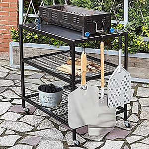 WEASHUME Three-Shelf Movable Food Prep and Work Cart Table Stainless Steel Grill Cart Modular Table with Wheels Commercial Kitchen Table Heavy Duty Grill Cart Outdoor Cart 31.5"×24"×35.5"