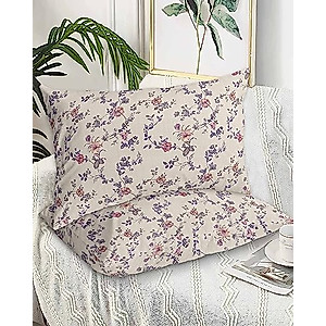 Edwiinsa Spring Floral Pillow Covers Standard Size Set of 2 20x26 Bed Pillow, Farmhouse Rustic Summer Tropical Plant Beige Plush Soft Comfort for Hair/Skin Cooling Pillowcases with Envelop Closure