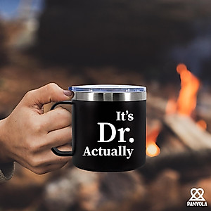 Panvola It's Dr Actually Doctor Gifts Insulated Coffee Mug 14oz With Handle And Lid New PhD Student Graduation Gifts From Mom Dad To Daughter Son Stainless Steel Tumbler Camping Travel Mugs