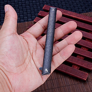 Samior GP035 Small Slim EDC Folding Pocket Flipper Knife, 3.5 inch Bohler M390 Black Blade, Gentleman's Knife, Everyday Carry, Frame Lock, 6AL4V Titanium Handle, Pocket Clip, 1.5oz