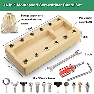 Inslat Montessori Screwdriver Board Set, Wooden Montessori Toys for 3 4 5 Year Old Kids, Educational Screw Board Sensory Learning Toys STEM Fine Motor Skills Toys