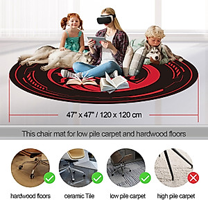 Raoot Gaming Chair Mat for Low Pile Carpet and Hardwood Floor 47 Inch Round Floor Mats for Game Room Bedroom Living Room and Office Room Rolling Chair