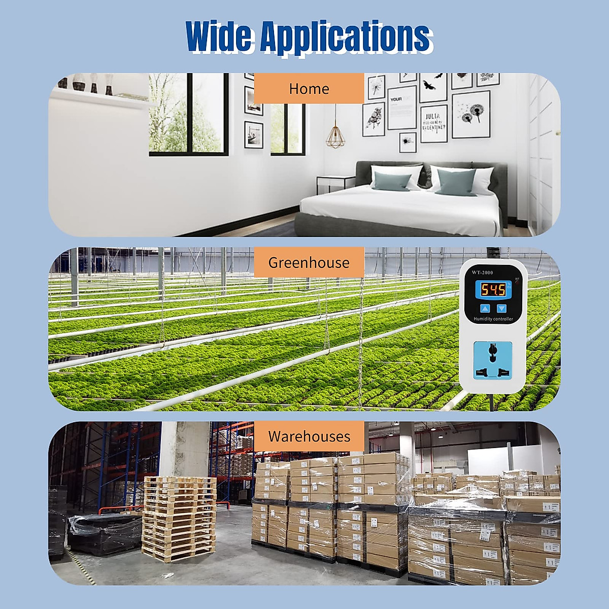 Liccx Digital Humidity Controller,0~99percent RH Ultra-Wide Control Range Hygrostat Humidity Switch for Greenhouse(US Plug)