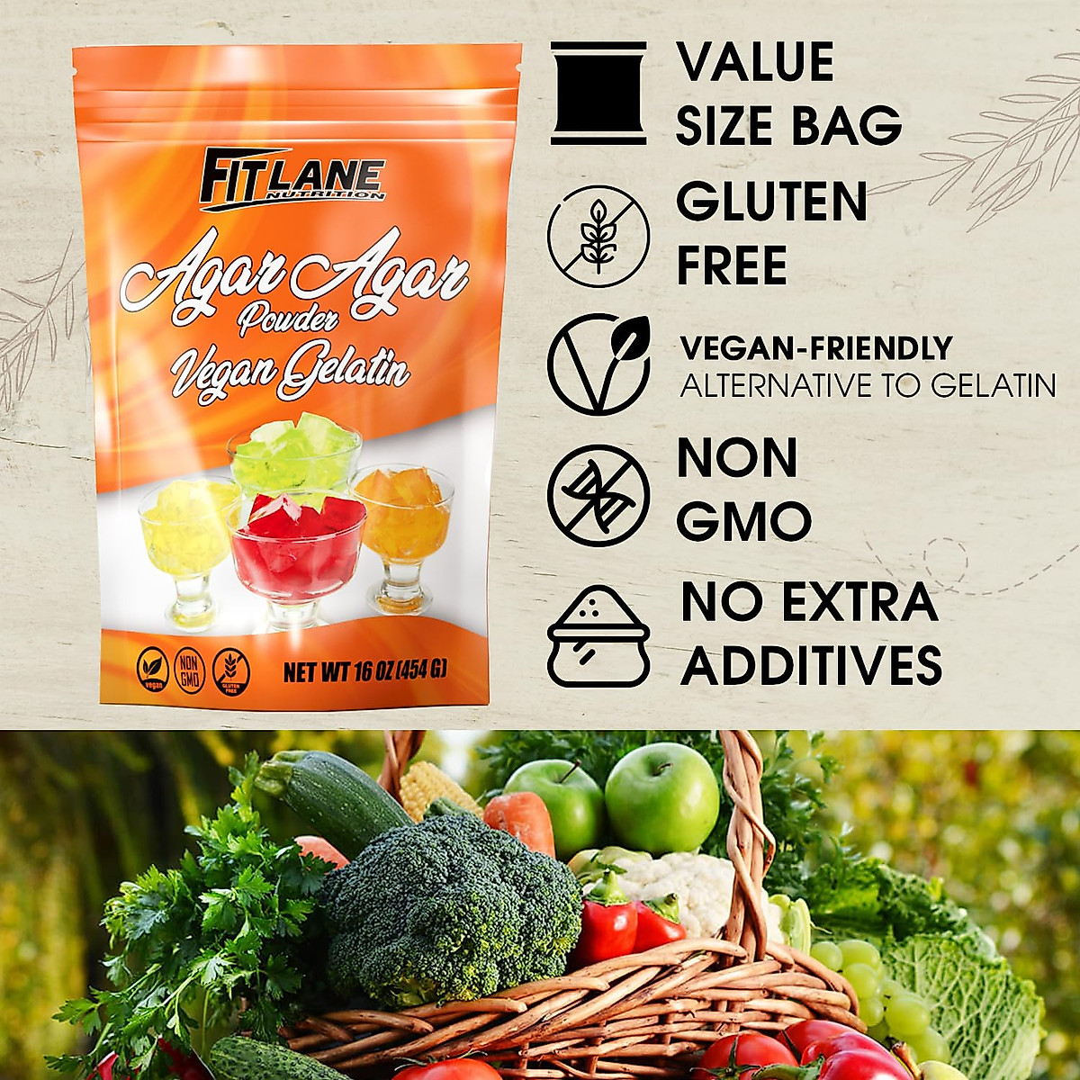 Agar Agar Powder 8oz - Vegan Gelatin Powder Unflavored - For Use in Baking, Vegan Jello, DIY Petri Dishes, as a Thickener and Gummy Candy Mixes – Nutrient Rich - by Fit Lane Nutrition