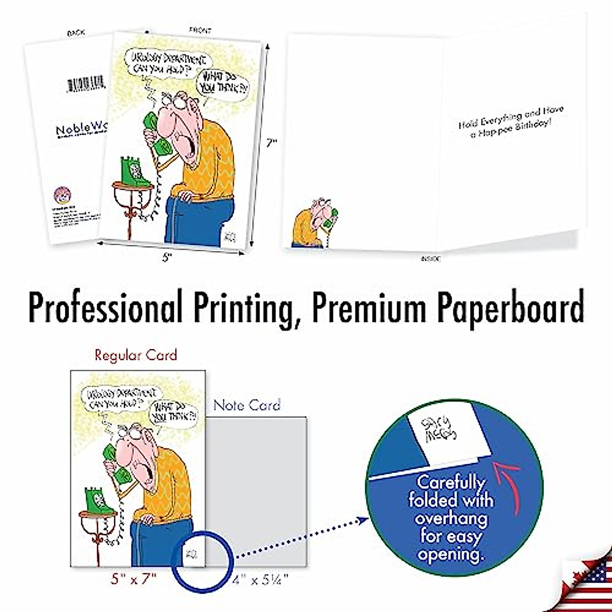 NobleWorks - 1 Happy Birthday Card with Funny Cartoons - Mature Humor Notecard with Envelope, Celebrate Birthdays - Urology Department C7262BDG