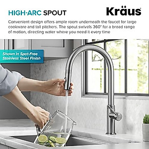 KRAUS Oletto Modern Industrial Pull-Down Single Handle Kitchen Faucet in Brushed Gold, KPF-2654BG