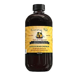 Sunny Isle Jamaican Black Castor Oil 8oz - Plastic PET Bottle | Hair Growth Oil, Eyebrows & Eyelashes, Scalp and Nail Care | Skin Conditioning