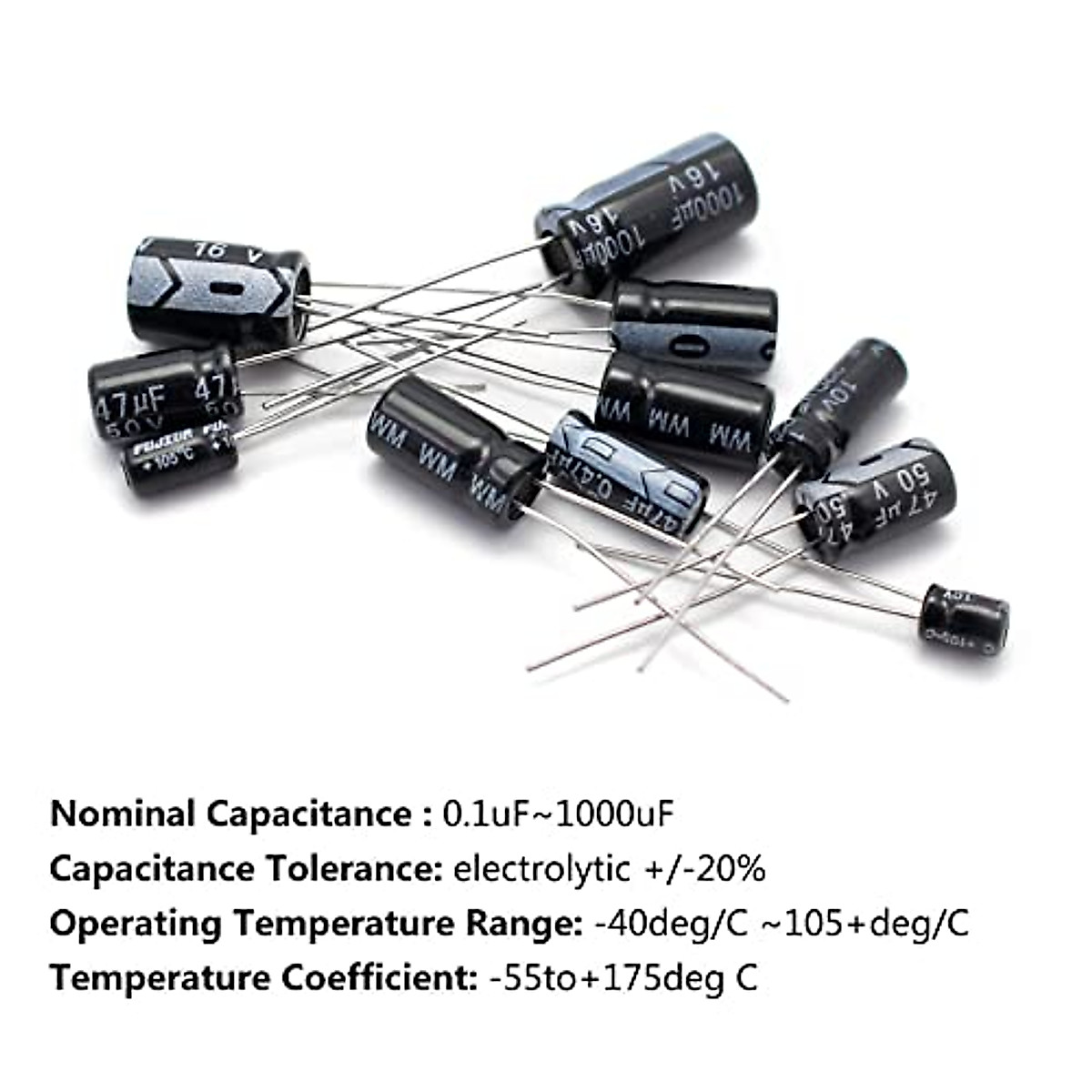 YIWANSON 500 Pcs Capacitor Kit, Aluminum Radial Electrolytic Components, 24 Value Range 0.1uF - 1000uF 10v/16v/25v/50v Capacitors Assortment Kit for Repair TV, LCD Monitor, Radio, Car Audio