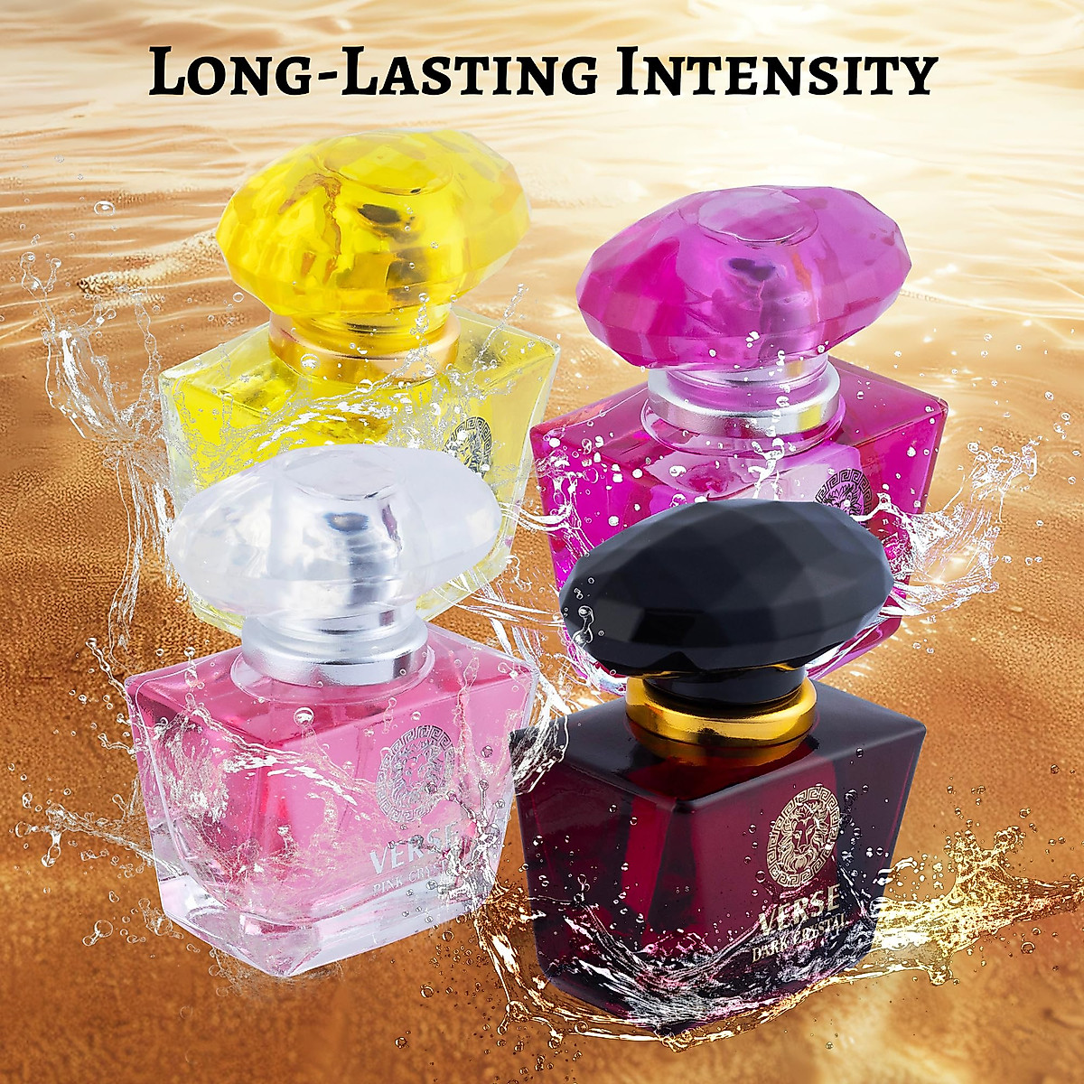 NovoGlow Verse 4-Piece Mini Fragrance Set for Women - Refreshing Combinations of Floral, Fruity & Woody Scents - Gift Choice with Natural, Mild & Non-Irritating Ingredients - Kimberly's Kiss