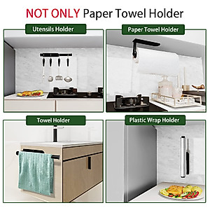 Magnetic Paper Towel Holder, OBODING, 3-in-1 Multifunctional Black Kitchen Paper Towel Holders with Strong Magnetic Backing, for Kitchen, Refrigerator, Grill, Garage, Toolbox, RV (Black)
