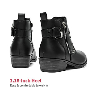 DREAM PAIRS Girls Boots Low Heel Side Zipper Ankle Booties Little Kid/Big Kid,Size 2 Little Kid,Black,SDBO2303K