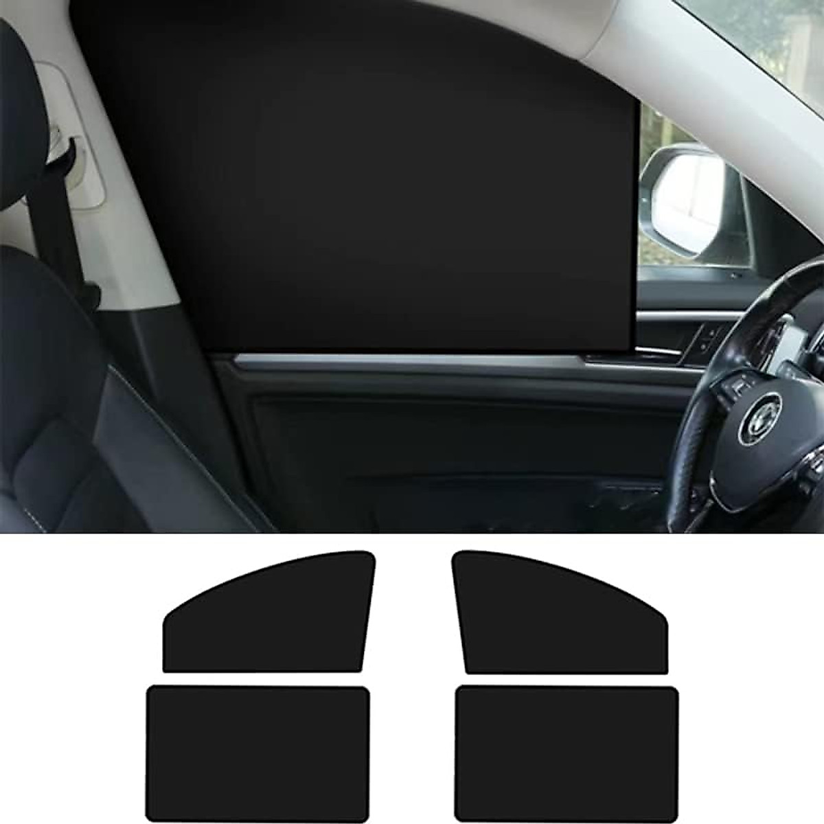 MilkShot 4 PCS Car Window Shade for Side Windows, Magnetic Window Shades for Car Baby and Kids, 100% Block Light Car Window Shade for Breastfeeding, Taking a Nap, Changing Clothes, Black