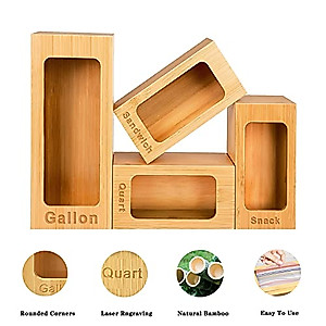 Food Storage Bag Organizer Holders, Bamboo Ziplock Bag Storage Organizer Dispenser for Kitchen Drawer, Compatible with Ziploc, Solimo, Glad, Hefty for Gallon, Quart, Sandwich, Snack Variety Size Bags