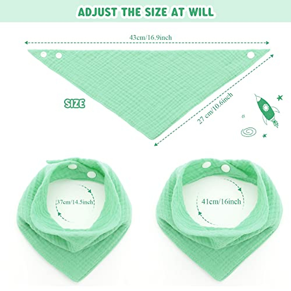 AIXMEET 10 Pack Muslin Baby Bibs, Absorbent Baby Bandana Drool Bibs, Solid Colors Set for Teething and Drooling, Stylish Unisex Bibs, Soft Teething Bibs for Infants, Easy to wash, easy to put on