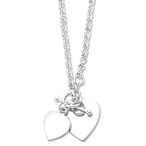 IceCarats 925 Sterling Silver Engraveable Double Heart Love Chain Necklace Toggle Clasp