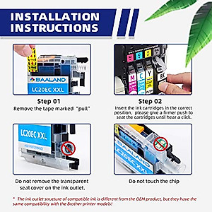 8-Pack LC20E XXL Ink Cartridges Compatible Replacements for Brother LC20E Ink Cartridges Work with Brother MFC-J985DW J5920DW J775DW J985DWXL Printer (2BK/2C/2M/2Y)