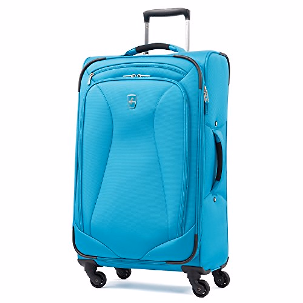 Atlantic Luggage Ultra Lite Softside Expandable Spinner, Turquoise Blue, Checked Medium 25-Inch