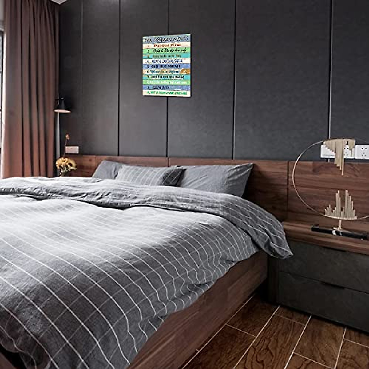 JDKWAY The Ten Commandments Wall Decor for Living Room Christian Prints Religious Scripture Bible Teal Wall Art Artwork Inspirational Quotes for Office Inspiring Wall Art Decoration 12x16 Inch