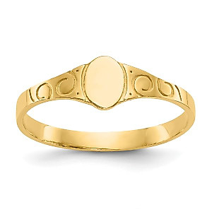 IceCarats 14K Yellow Gold Oval Custom Engraved Signet Ring Handmade Personalized Monogram Initial Letter Band Size 3