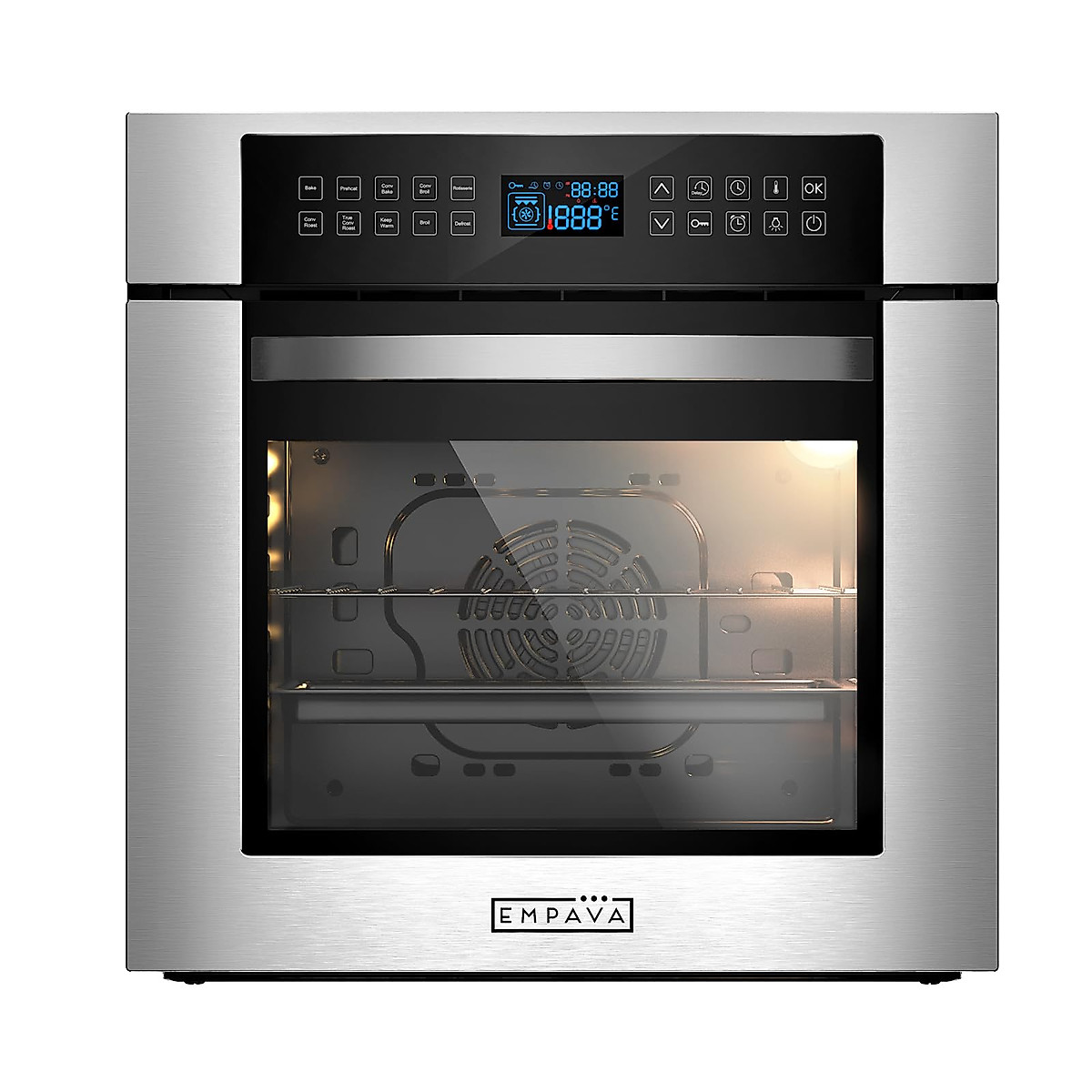 Empava 24" 10 Cooking Functions W/ Rotisserie Electric LED Digital Display Touch Control Built-in Convection Single Wall Oven EMPV-24WOC02