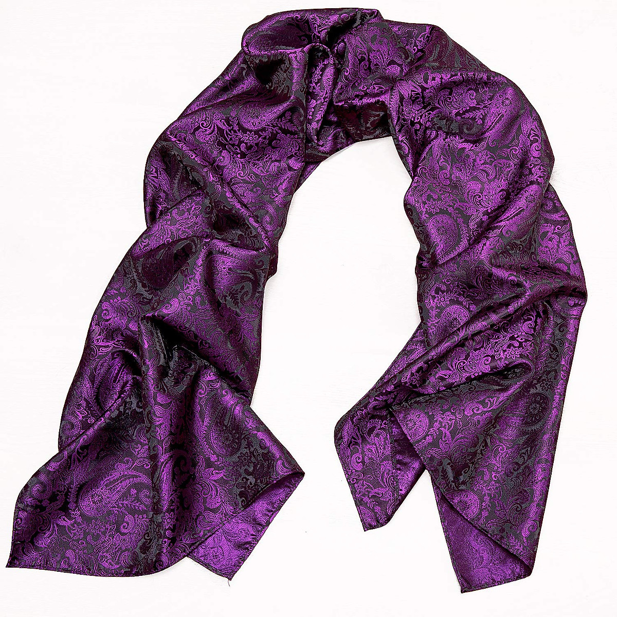 YOHOWA Men/Women Lightweight Scarf Floral Purple Black Silk Feeling Soft Scarves Neckerchief Wraps Fashion Gift